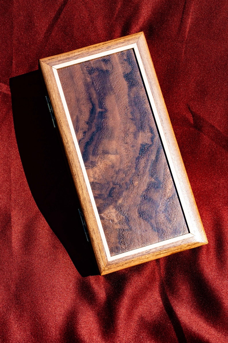 Walnut Box With Burled Walnut Lid and Decorative Inlay black - Etsy