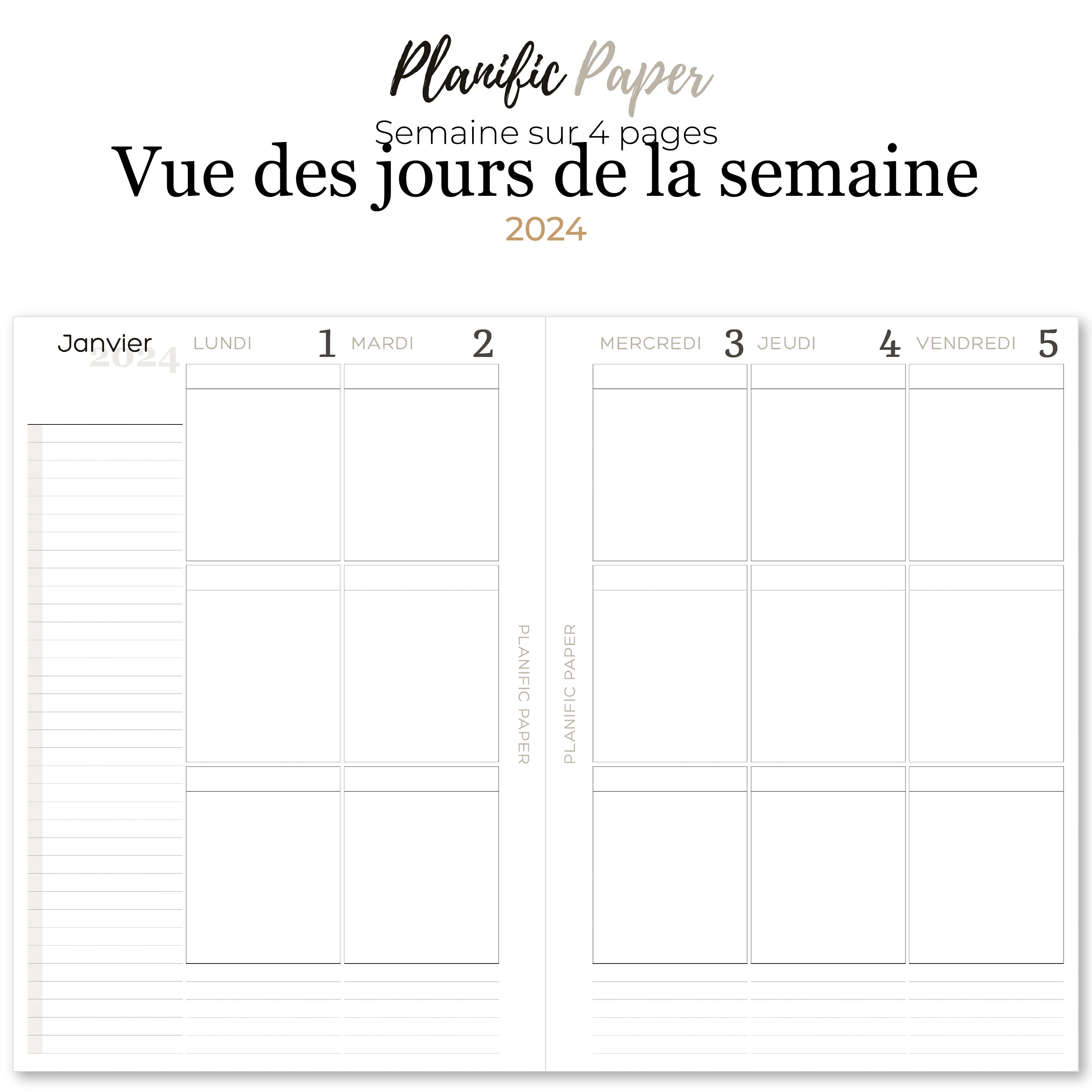 2024 French A5 Printable Agenda Week on 4 Pages in 3 Blocks - Etsy