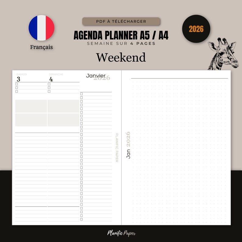 2026 Printable Planner - French - Daily List Planner – 4-page Weekly ...