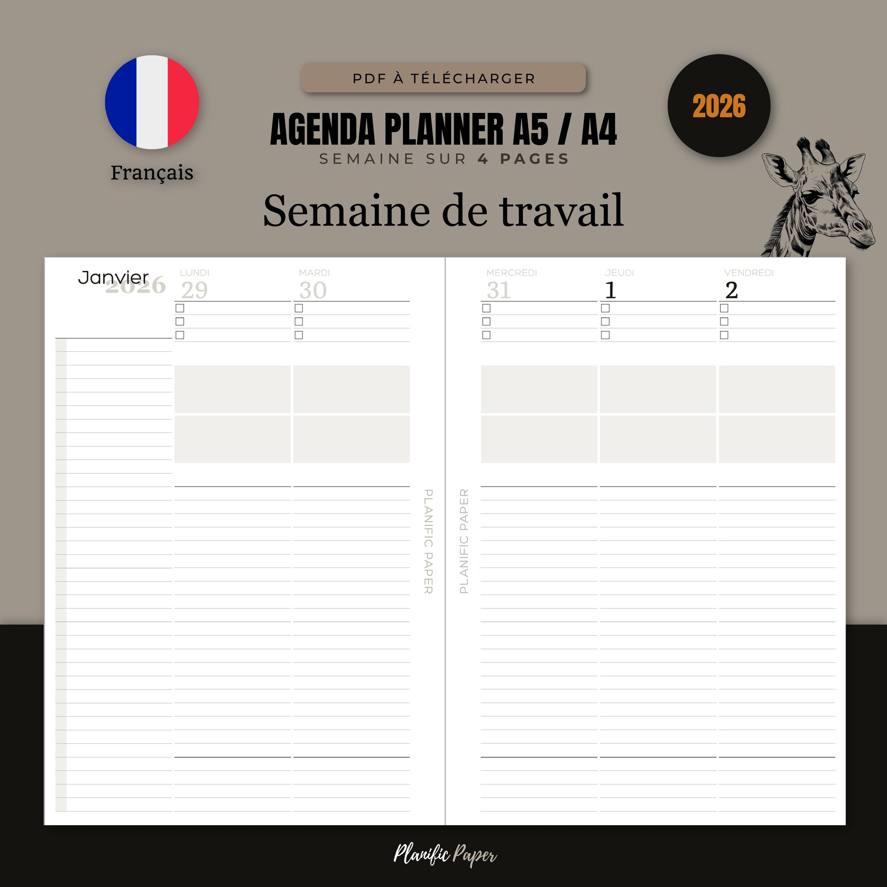 2026 Printable Planner - French - Daily List Planner – 4-page Weekly ...