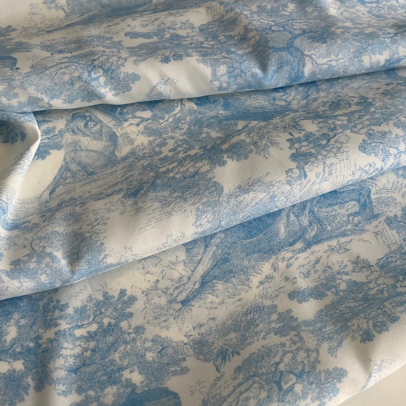 Light Blue Toile Fabric - Etsy