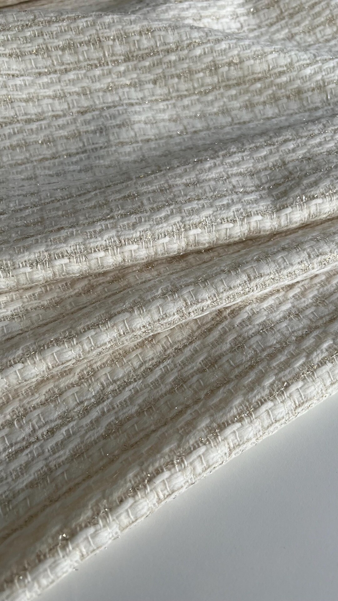 Exclusive Italian WOOL Boucle Tweed Fabric With Golden Thread, Designer ...