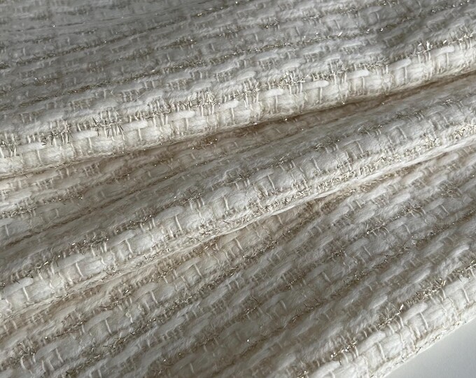 Exclusive Italian WOOL Boucle Tweed Fabric With Golden Thread, Designer ...