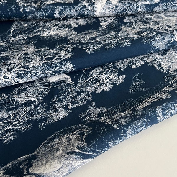 Blue Toile Fabric - Etsy