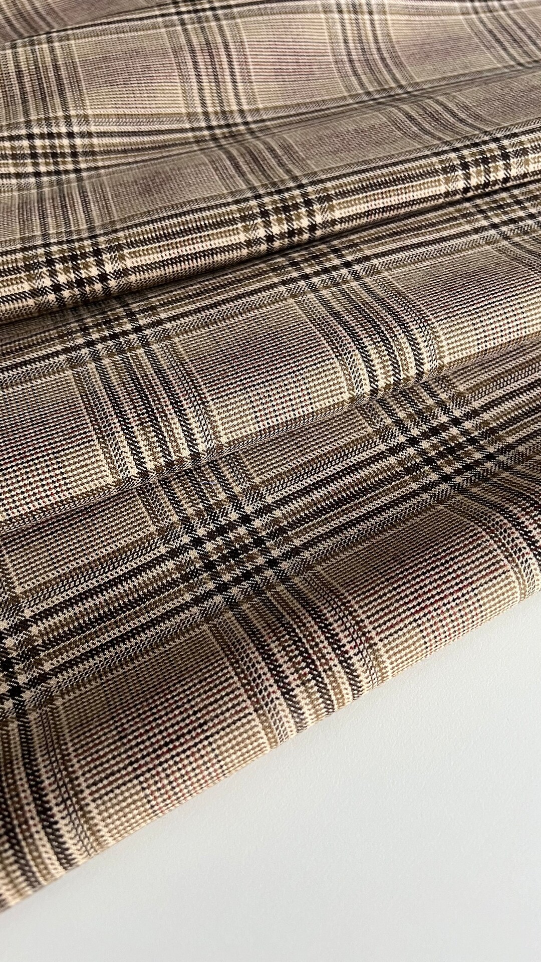 Italian Famous Designer Fabric, Thin Checked Wool Fabric, Caro Fabric ...