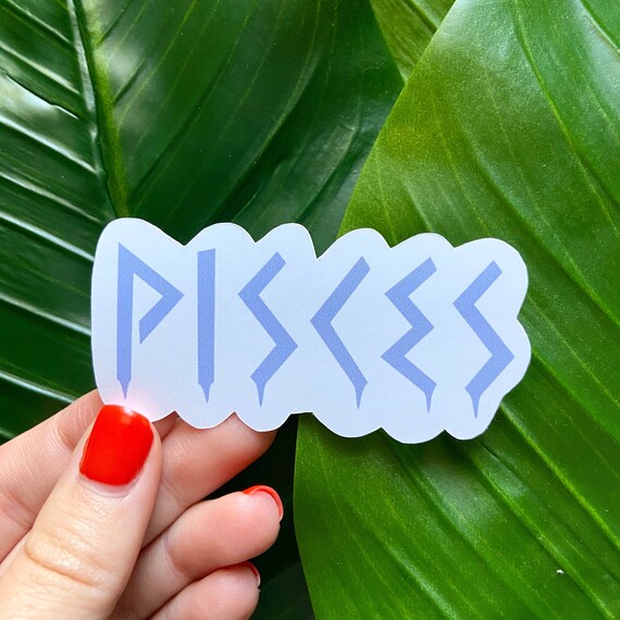 Pisces Zodiac Sign & Text Glossy Die Cut Sticker Set Paper Paper ...