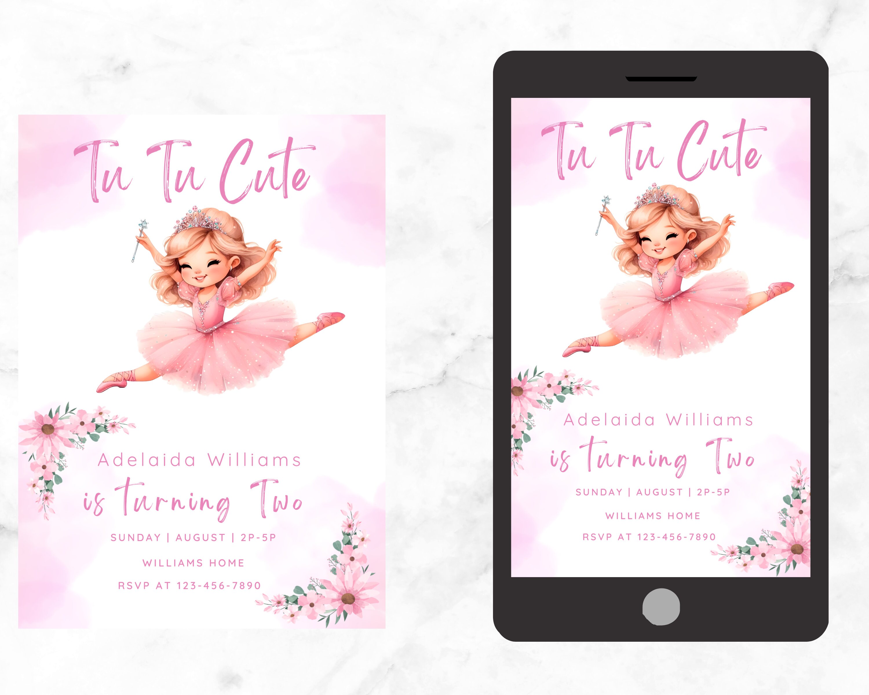 Ballerina Birthday Invitation Template, Ballet Dancer, Editable Digital ...