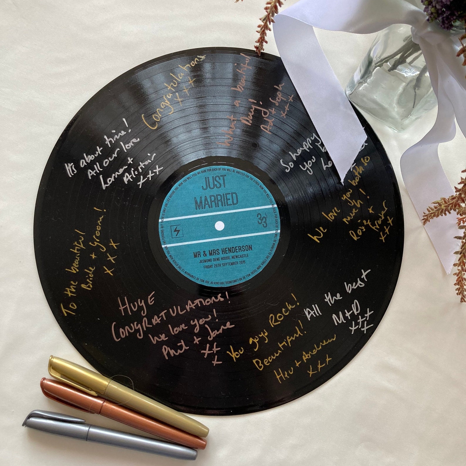 Record Guest Book / Wedding Record Guest Book / Custom Record - Etsy