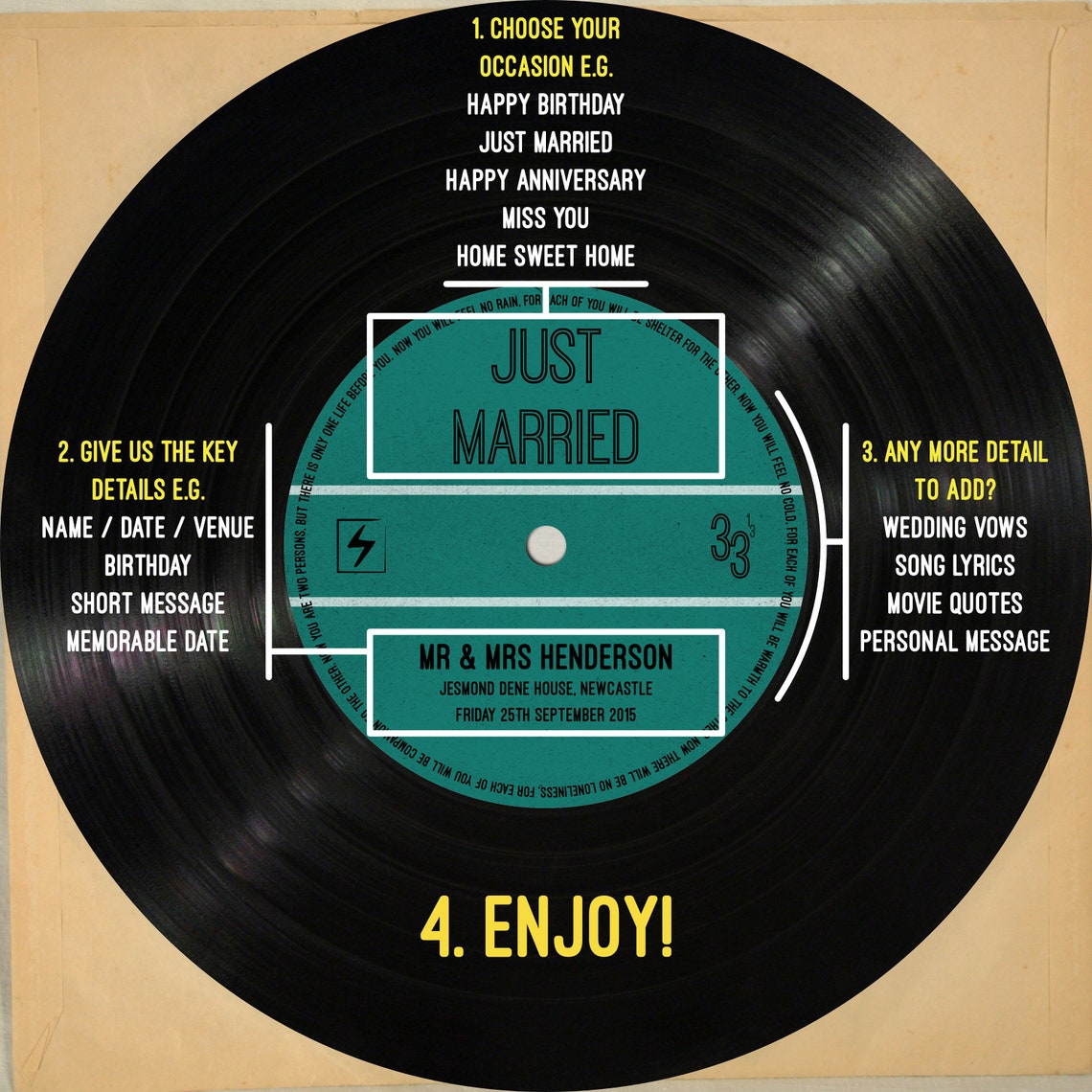 Record Guest Book / Wedding Record Guest Book / Custom Record - Etsy