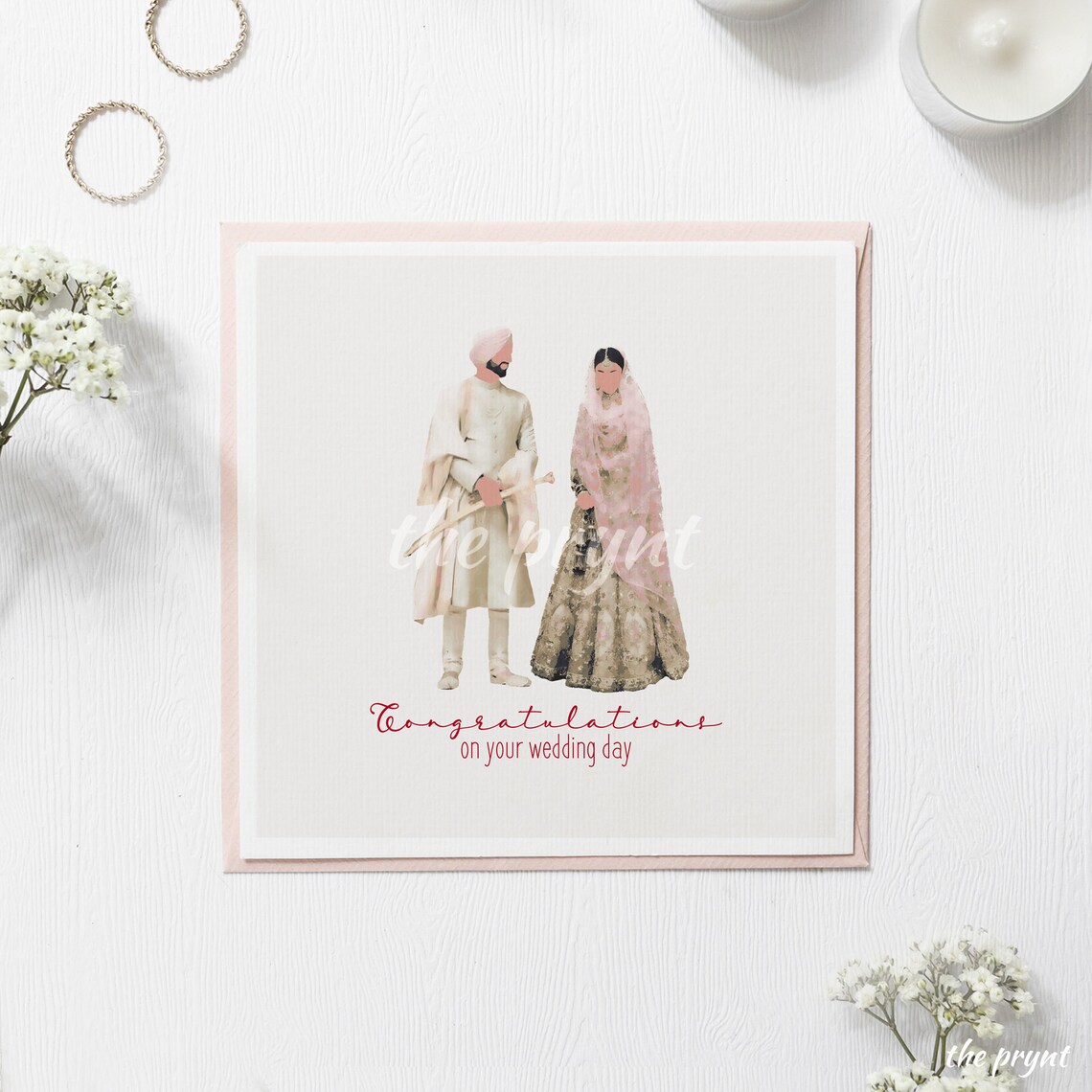 Luxury Sikh Wedding Card | Anand Karaj Greeting Card | Pink Sikh Couple ...