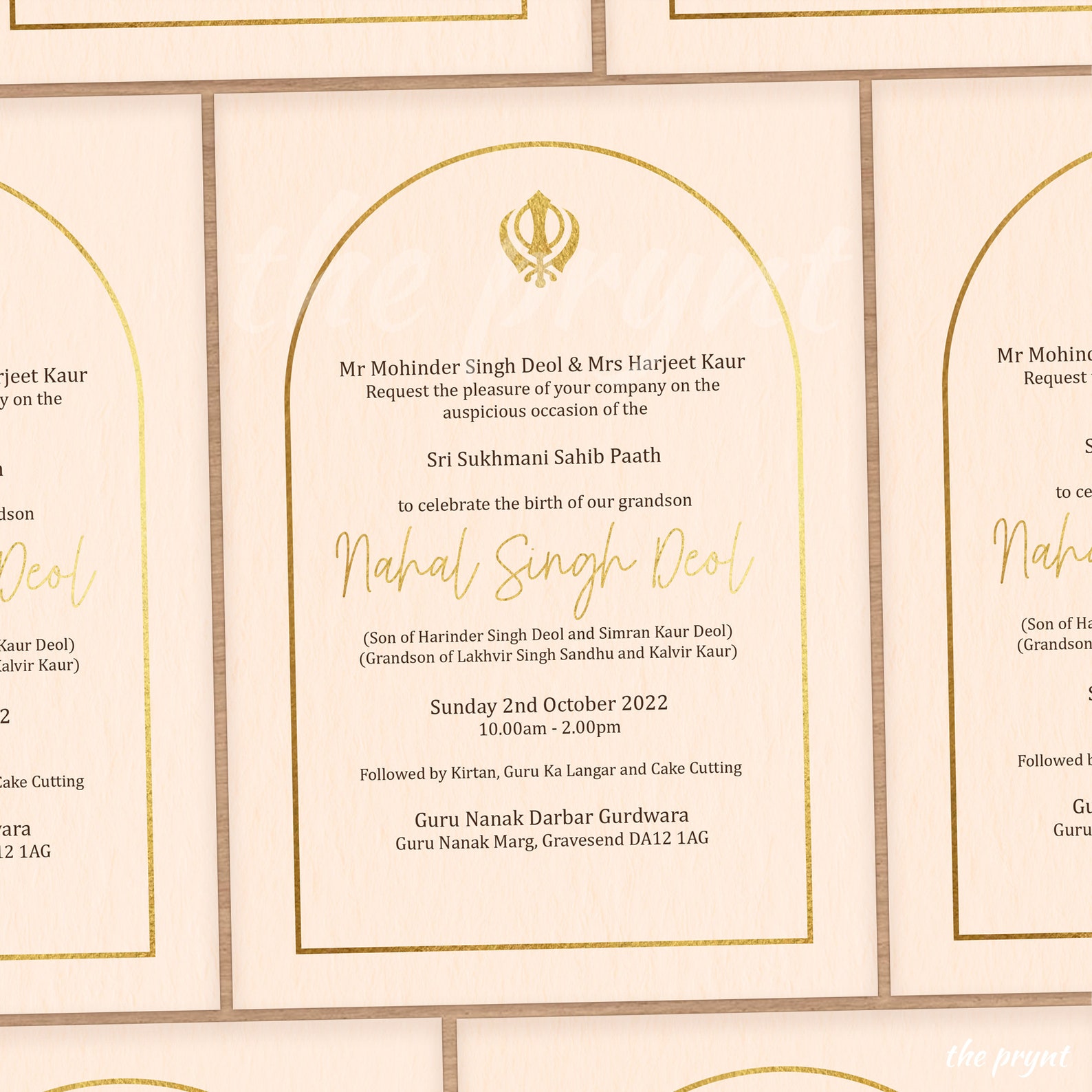 Sukhmani Sahib / Sri Akhand Paath Invitation | Gold Arch and Khanda ...