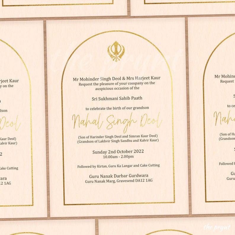 Sukhmani Sahib / Sri Akhand Paath Invitation | Gold Arch and Khanda ...