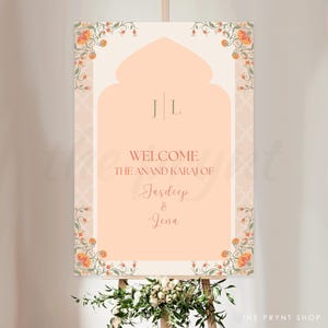 Peach Floral Arch | A2 Welcome Sign - Style 1 | Indian / Desi / Punjabi ...