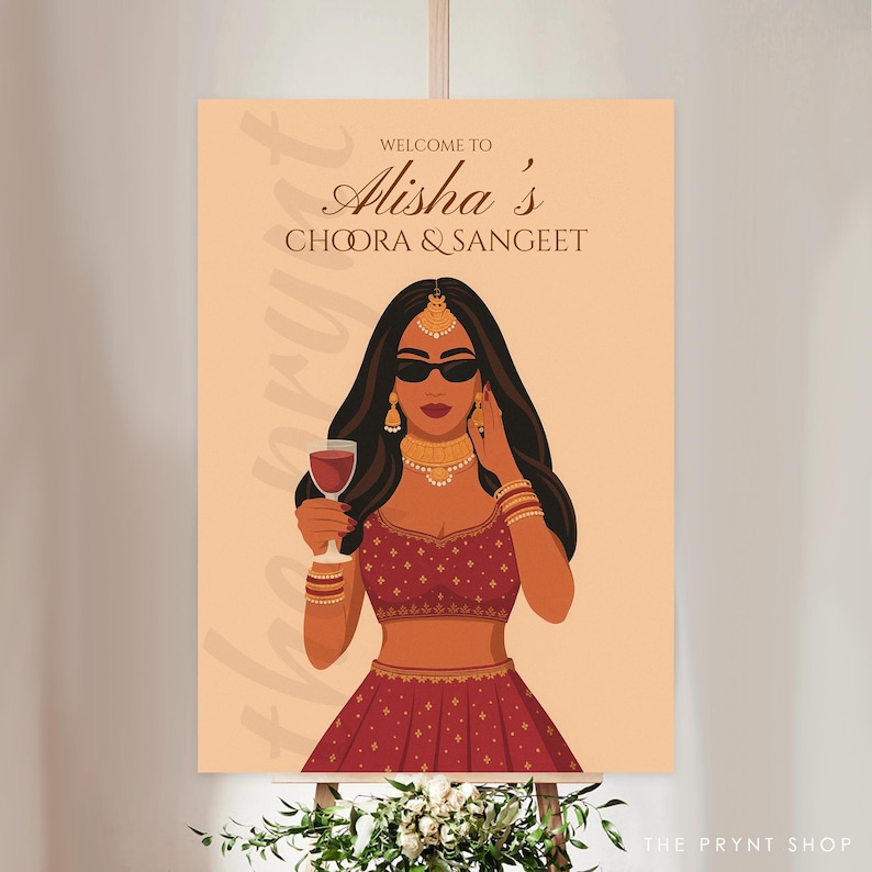 Desi Girl With Wine | A2 Welcome Sign | Indian / Desi / Sikh / Punjabi ...