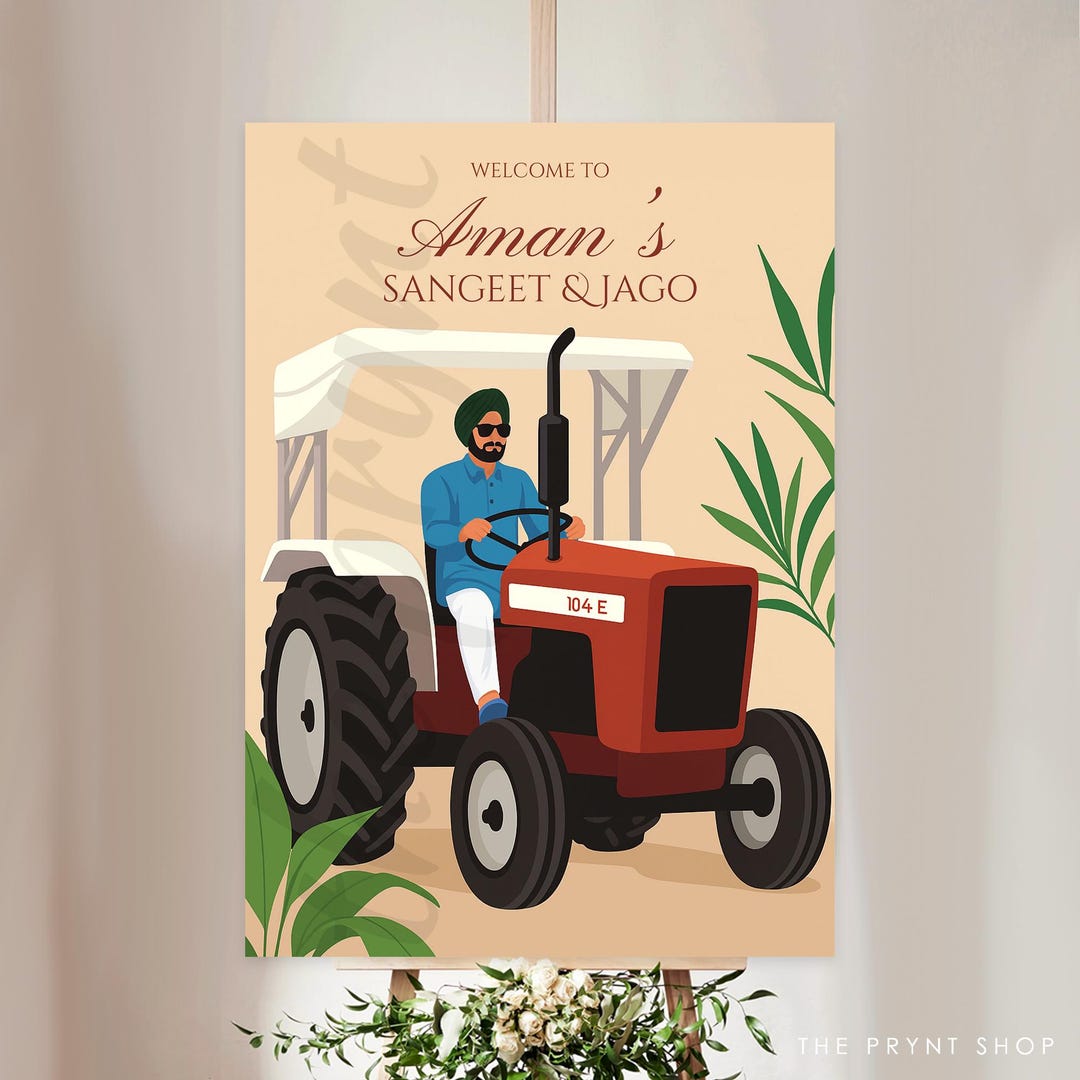 Punjabi Groom Tractor | A2 Welcome Sign | Indian / Desi / Sikh Wedding ...