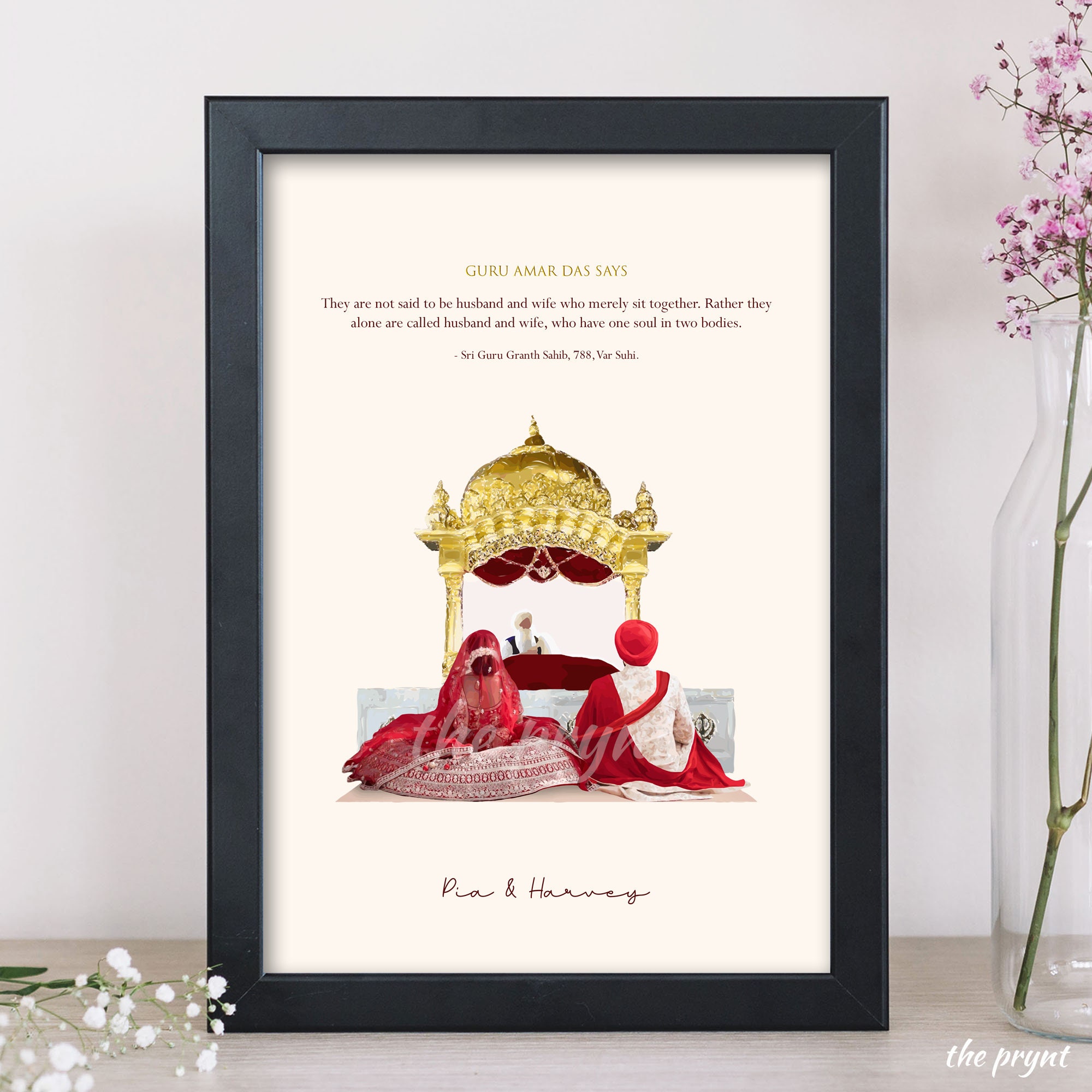 Personalised Sikh Wedding Gift | Anand Karaj Sikh Wedding Illustration ...