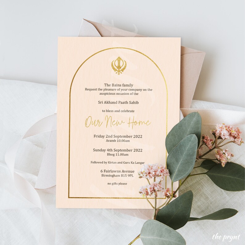 Sukhmani Sahib / Sri Akhand Paath Invitation | Gold Arch and Khanda ...