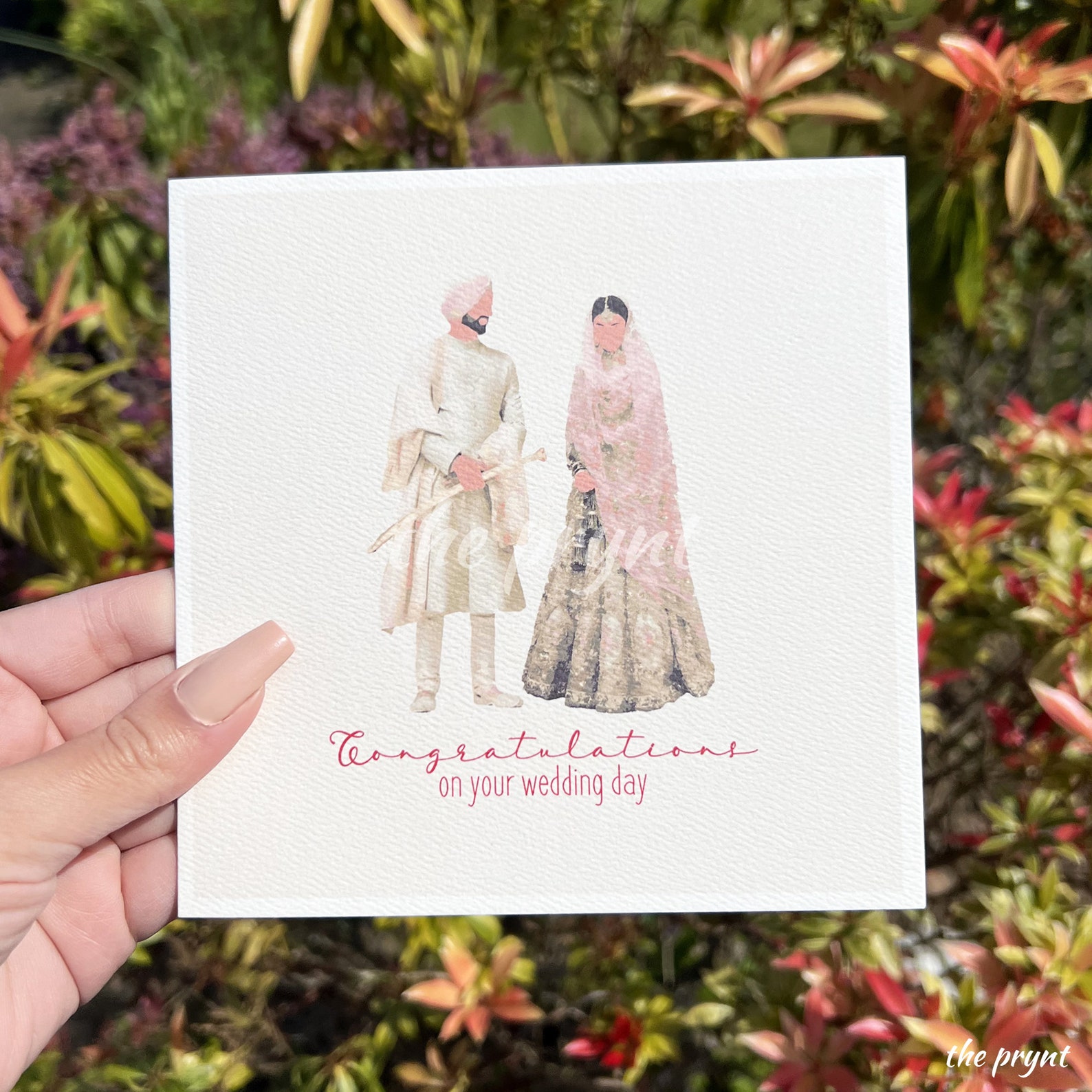 Luxury Sikh Wedding Card | Anand Karaj Greeting Card | Pink Sikh Couple ...