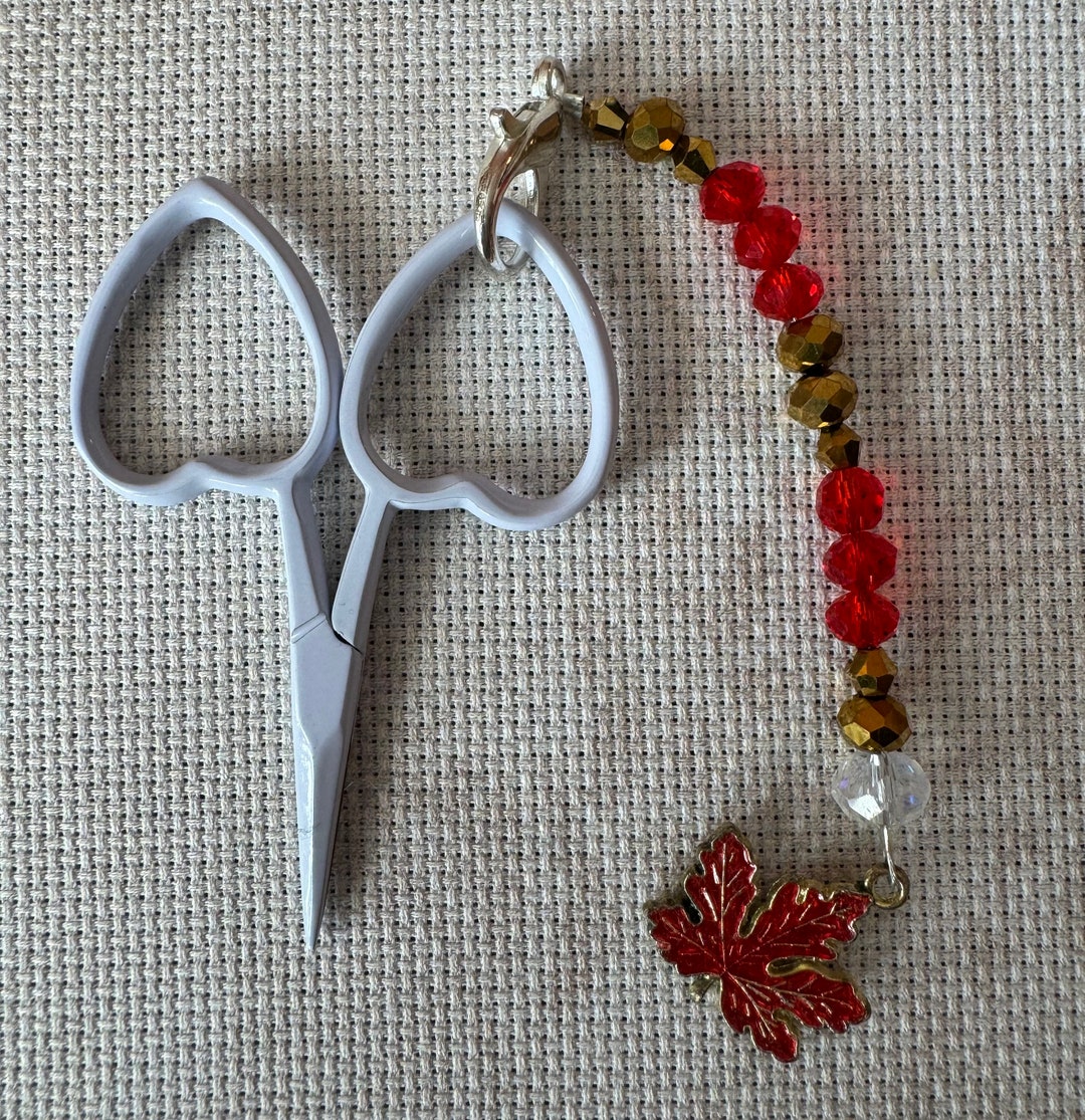 Maple Leaf Scissor Fob, Dall Scissors Keep, Red Scissors Fob, Sewing ...