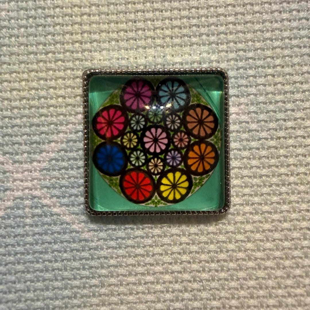 Patterned Needleminder, Abstract Needle Minder, Glass Domed ...