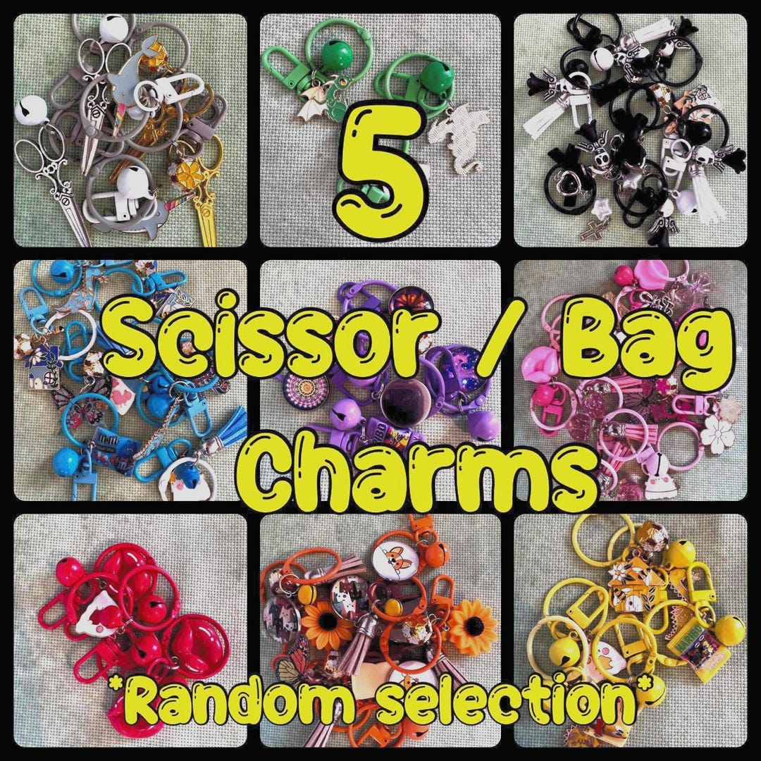 5 Scissor Charms, Bag Charms, Key Rings, Key Fobs, Scissors Charms is ...