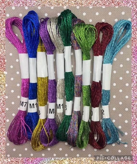 Metalic Embroidery Floss Cross Stitch Threads 10 Colours - Etsy