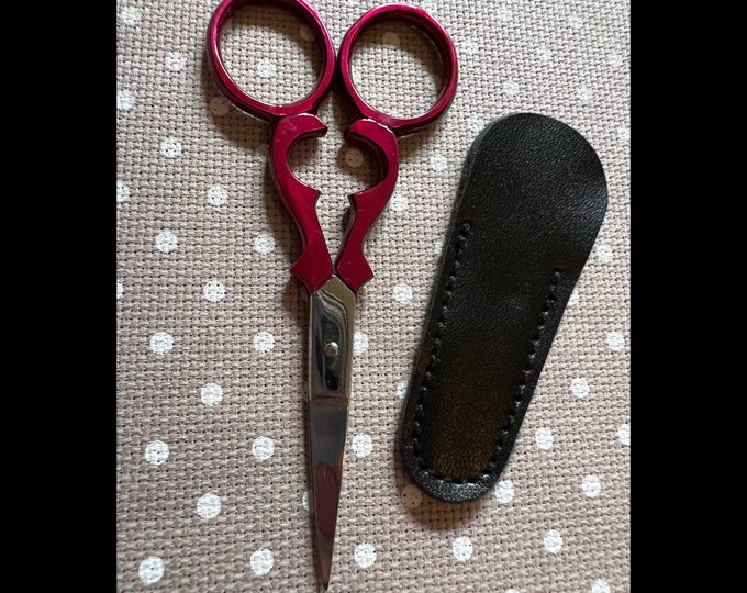 Red Scissors, Victorian Scissors, Embroidery Scissors, 9.6cm, Sharp Tip ...