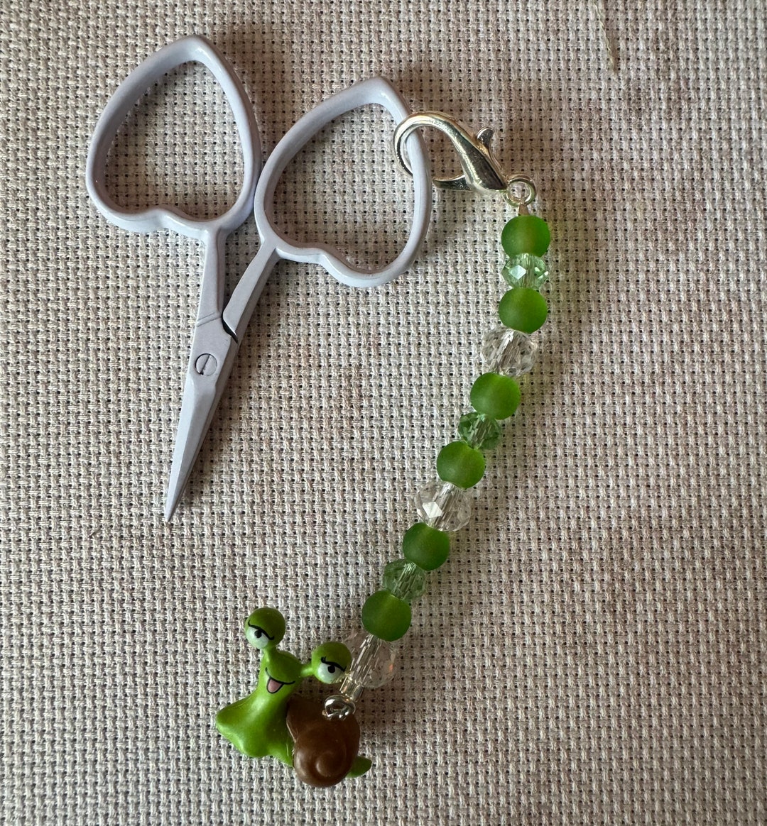 Snail Scissor Fob, Snail Scissors Keep, Green Scissors Fob, Sewing Gift ...