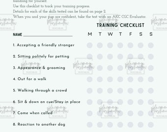 AKC Canine Good Citizen Advanced/community CGCA Dog Training Worksheet ...