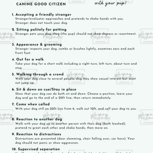 AKC Canine Good Citizen CGC Dog Training Worksheet Checklist ...