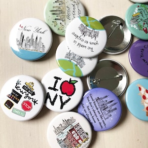 New York Pin| 1.5 Inch Pins | New York City Button Pin| New York ...