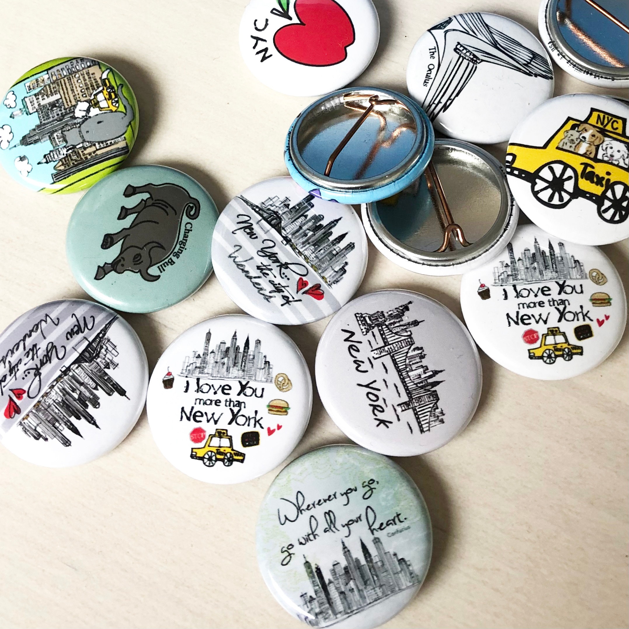 New York Mini Buttons | New York Pin-Back Button | New York Souvenirs ...