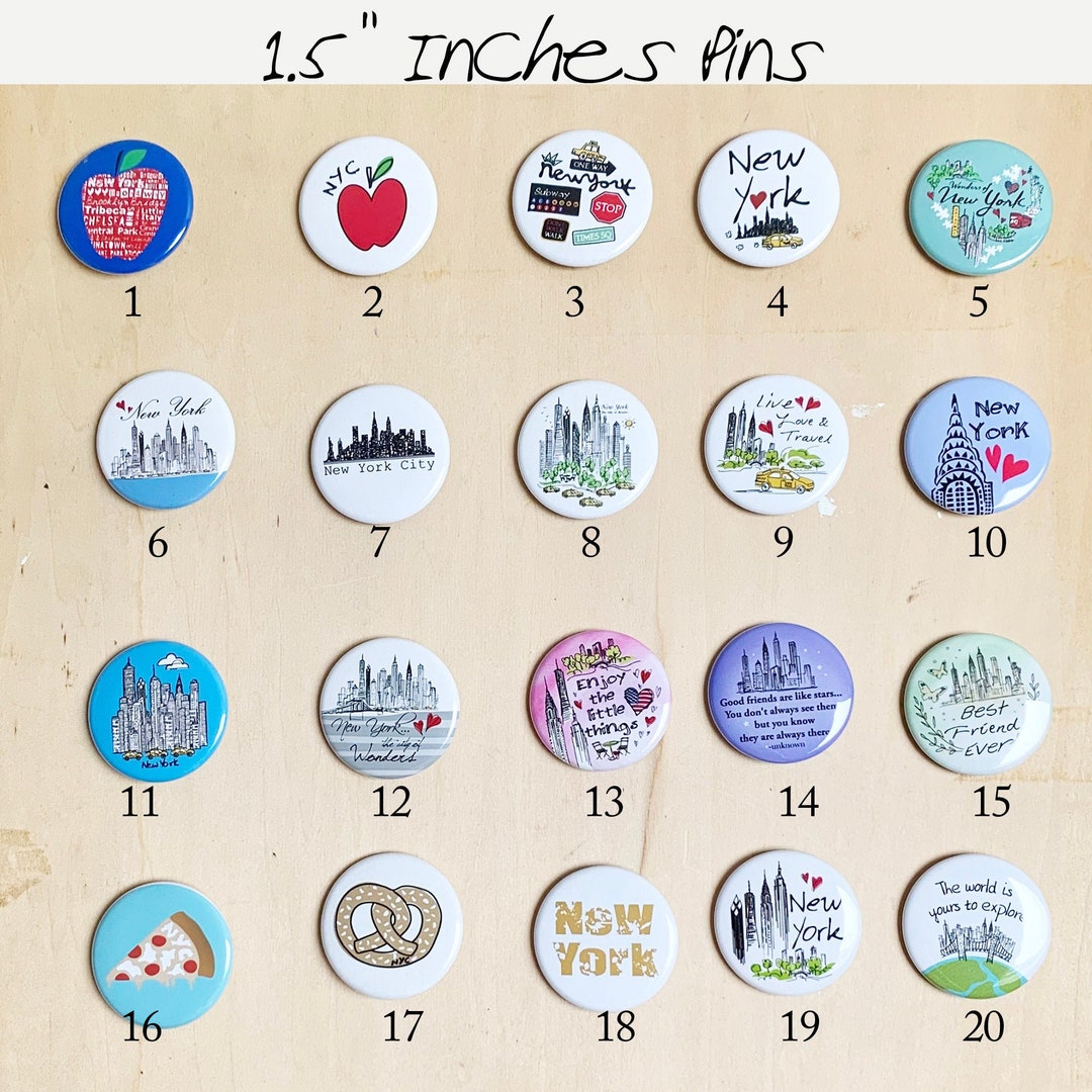 New York Pin| 1.5 Inch Pins | New York City Button Pin| New York ...
