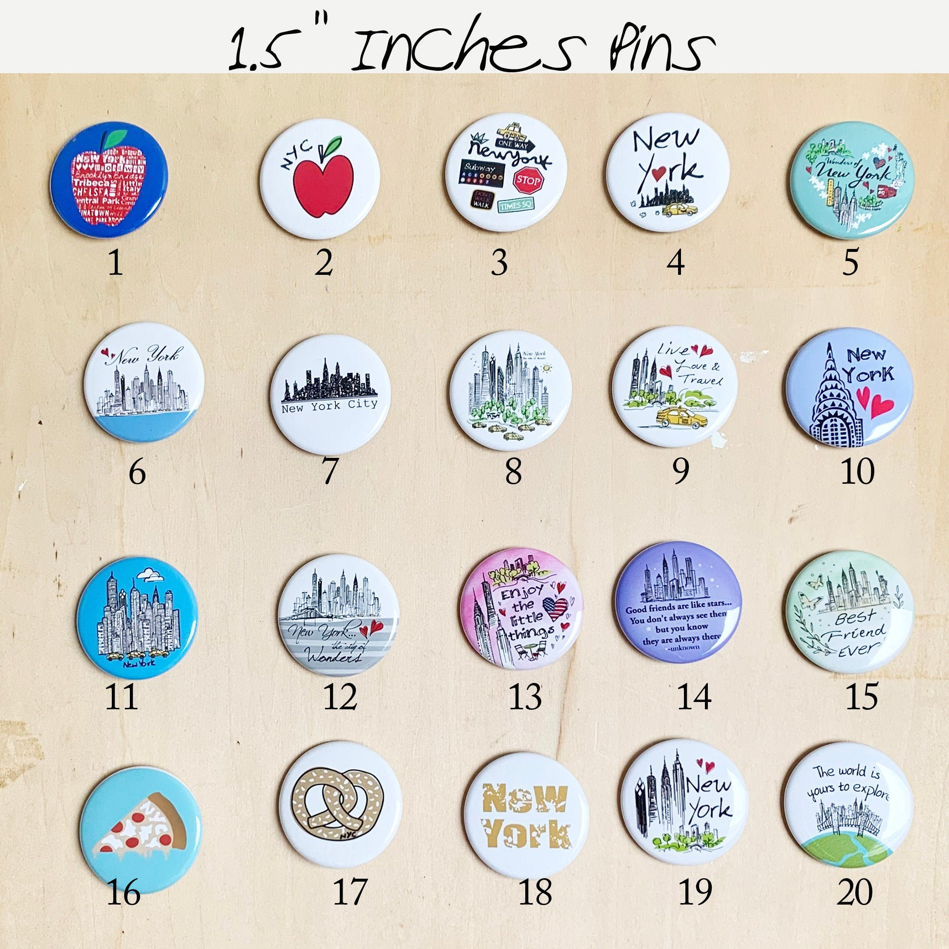 New York Pin 1.5 Inch Pins New York City Button Pin New - Etsy