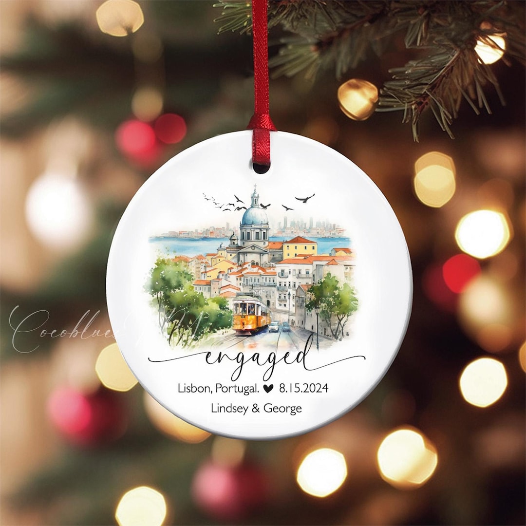 Portugal Personalized Ornament, Lisbon Portugal Engagement Married Gift ...
