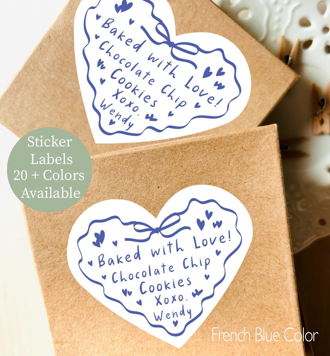 Custom Printed Baked With Love Stickers, Personalized “baked With Love ...