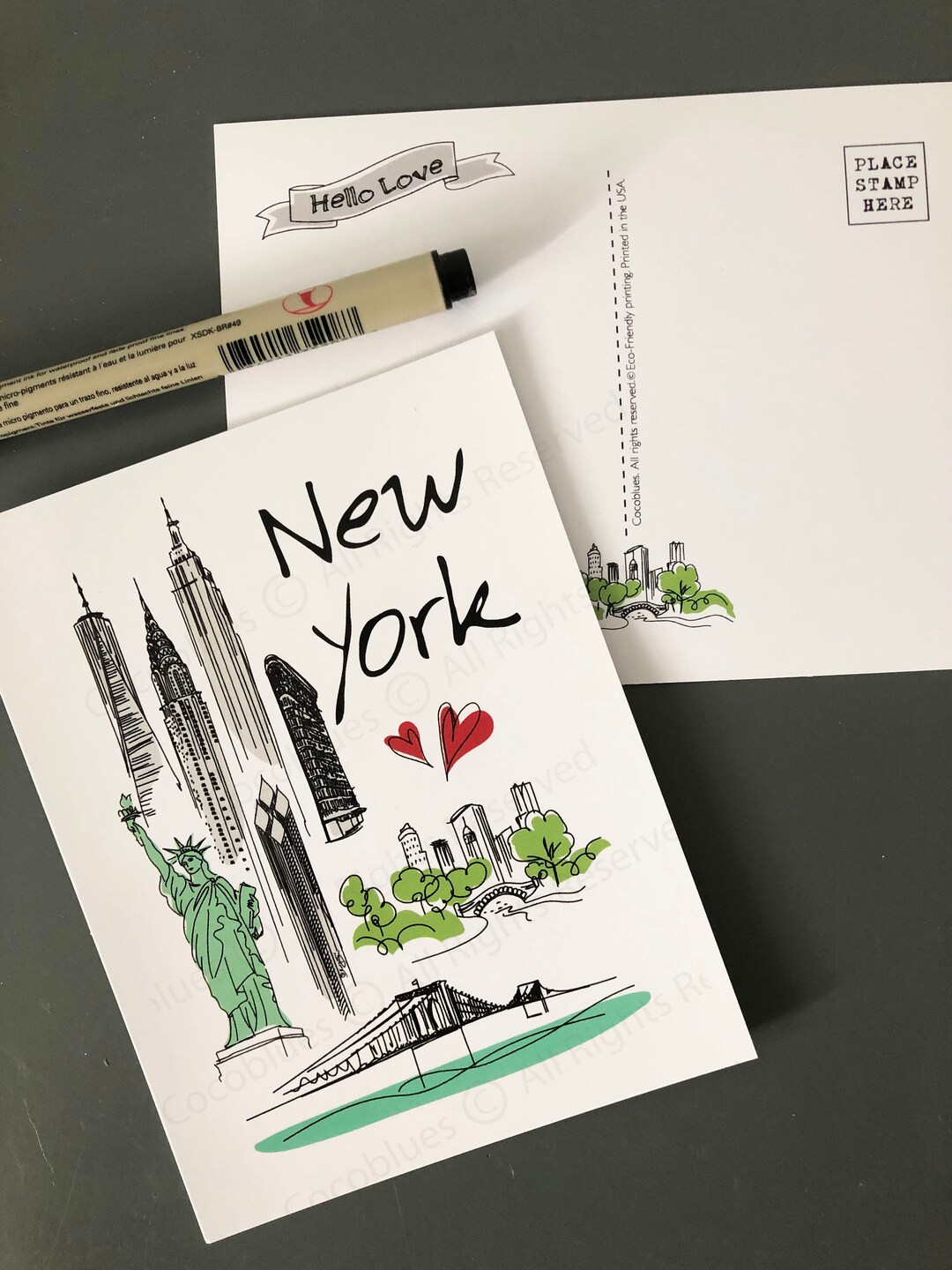 New York City Postcard, NY Landmarks, NYC Skyline Postcard, NYC - Etsy