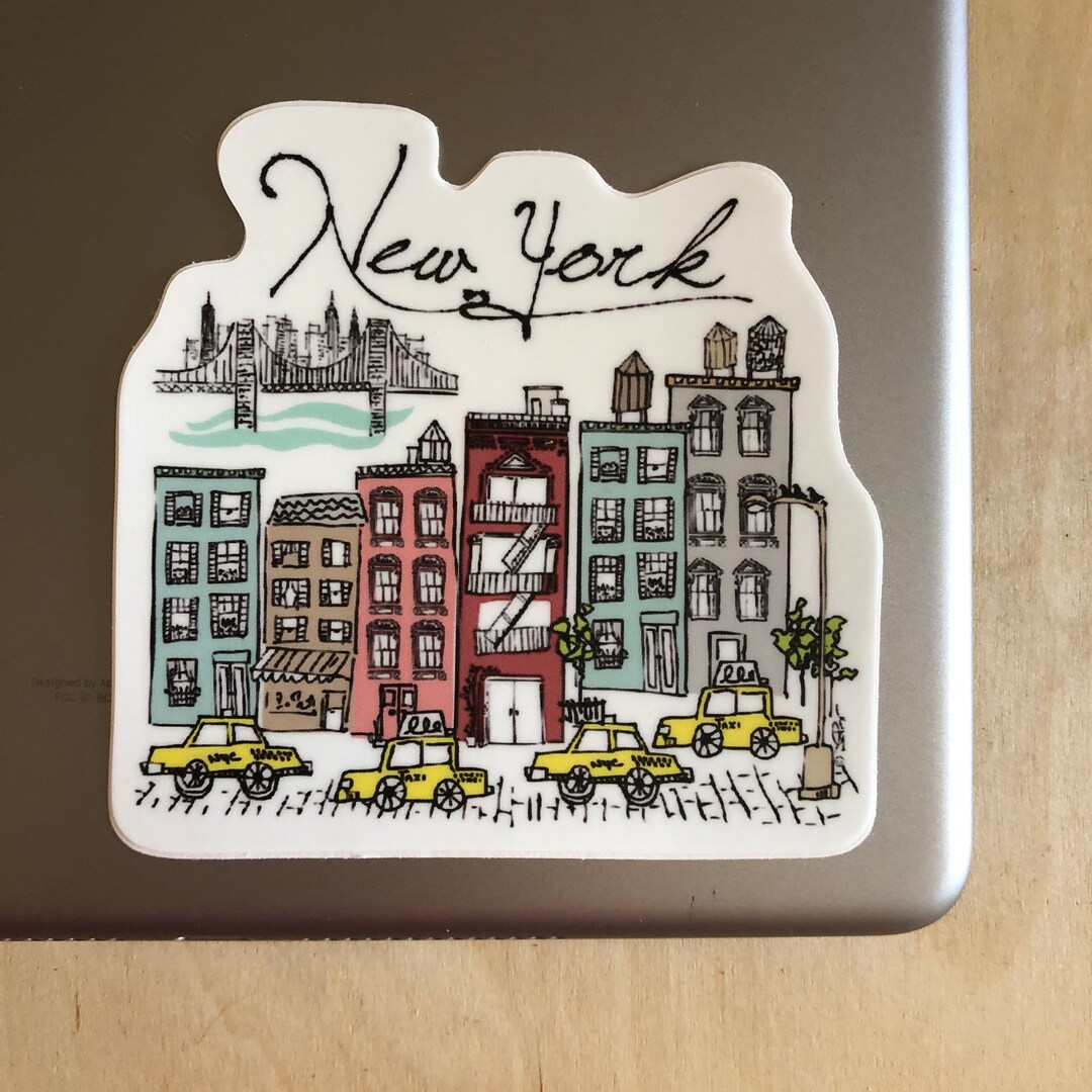 NY Vinyl Sticker, NY Brownstone Sticker, New York City Skyline Sticker ...