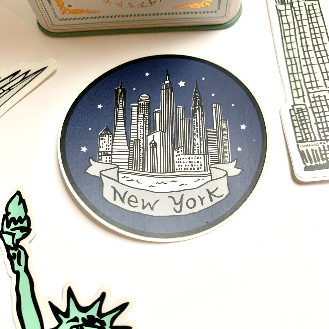 New York City Skyline Vinyl Sticker, Laptop Sticker, Water Bottle ...
