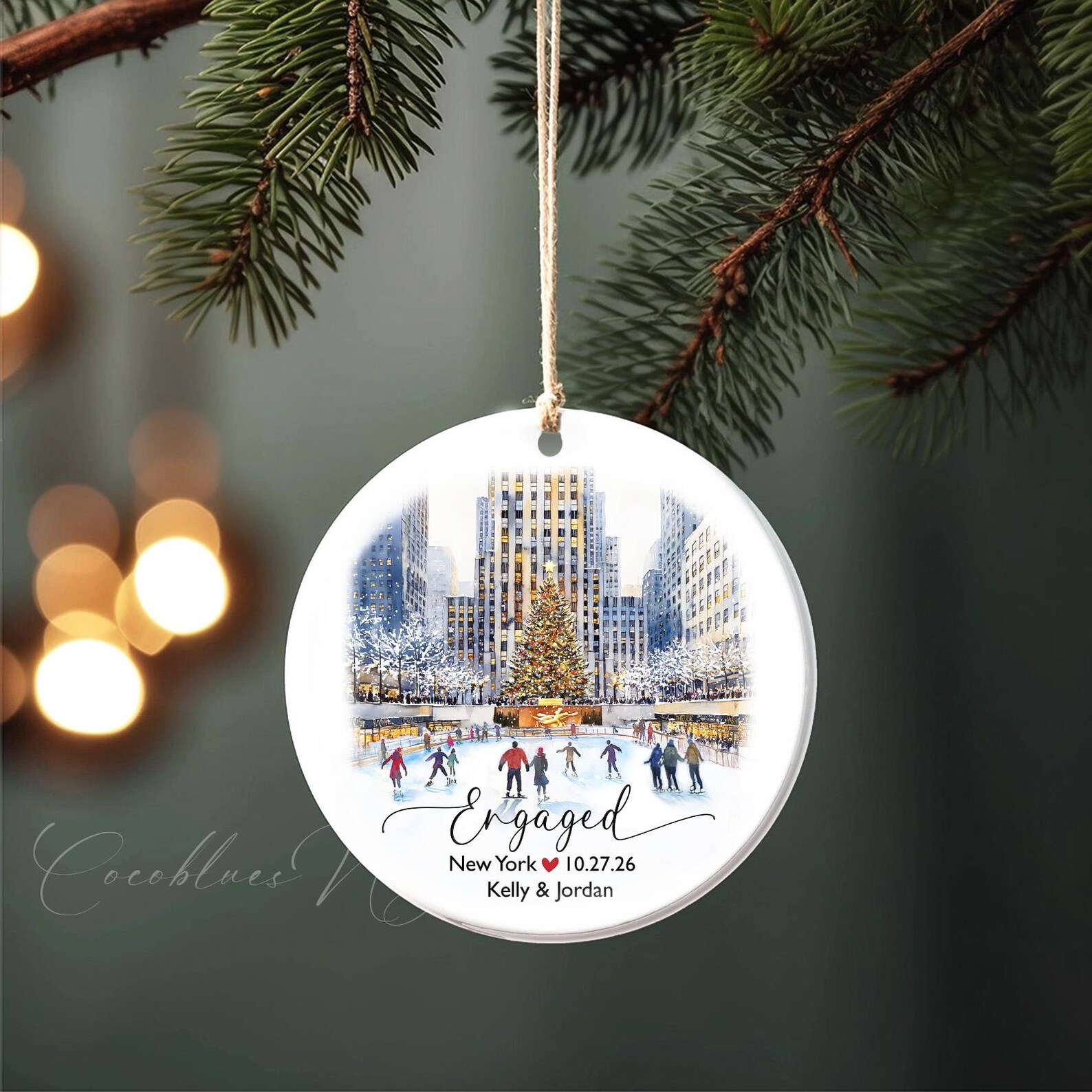 Personalized Rockefeller Christmas Ornament, New York City Ice Skate ...