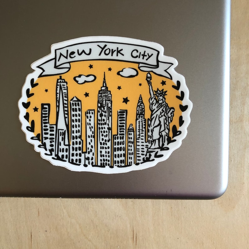 New York City Skyline Vinyl Sticker Laptop Sticker Water | Etsy