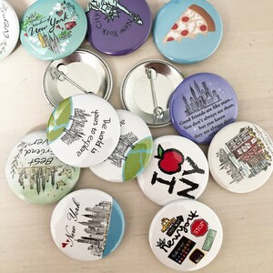 New York Pin| 1.5 Inch Pins | New York City Button Pin| New York ...