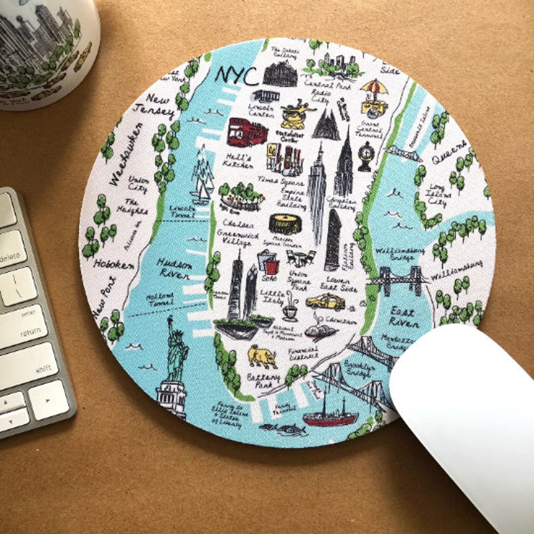 New York Manhattan Map Mousepad Gift for Office Workers Gift for Boss ...