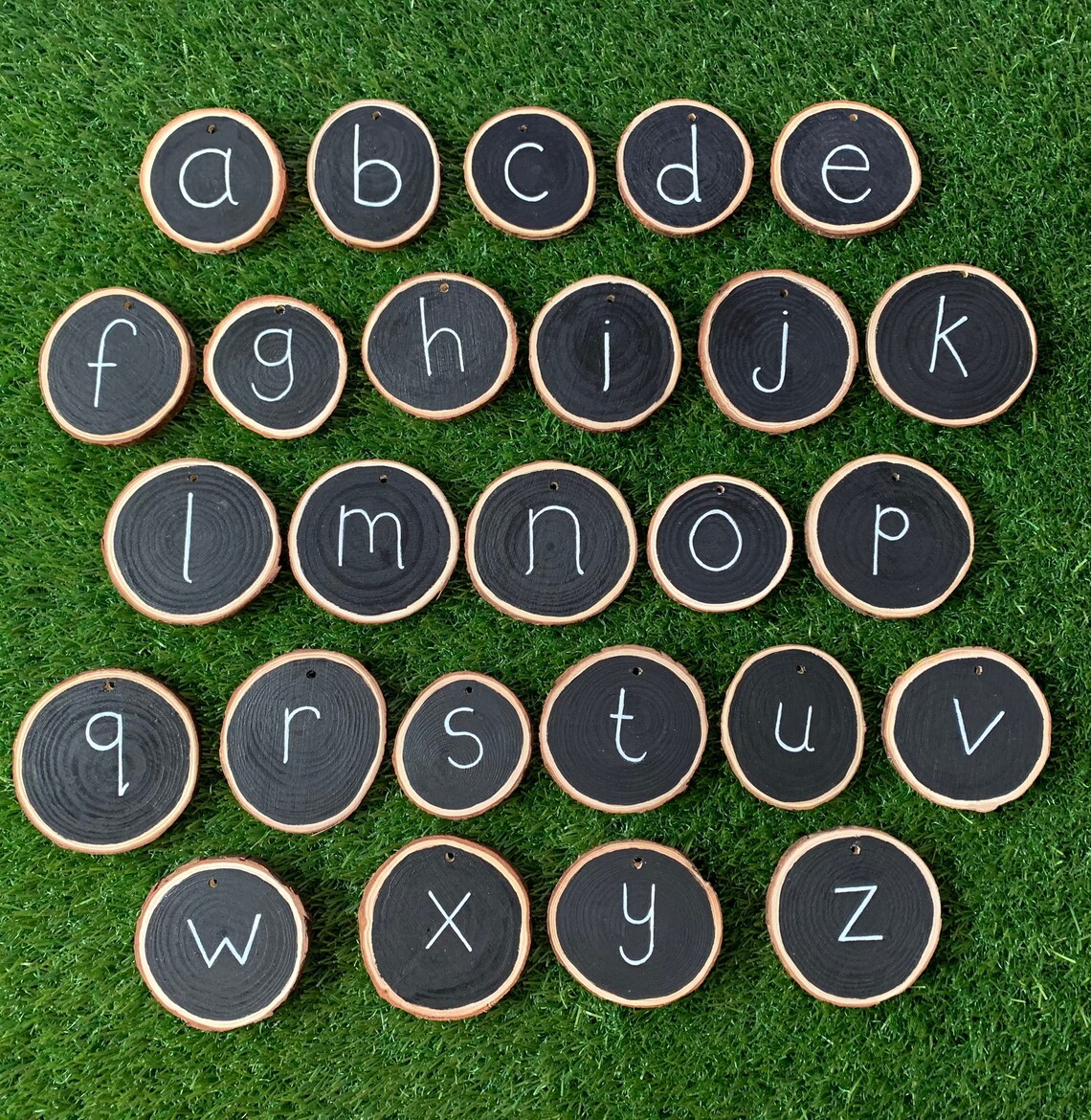 Set of Alphabet Wooden Slices Discs - Etsy
