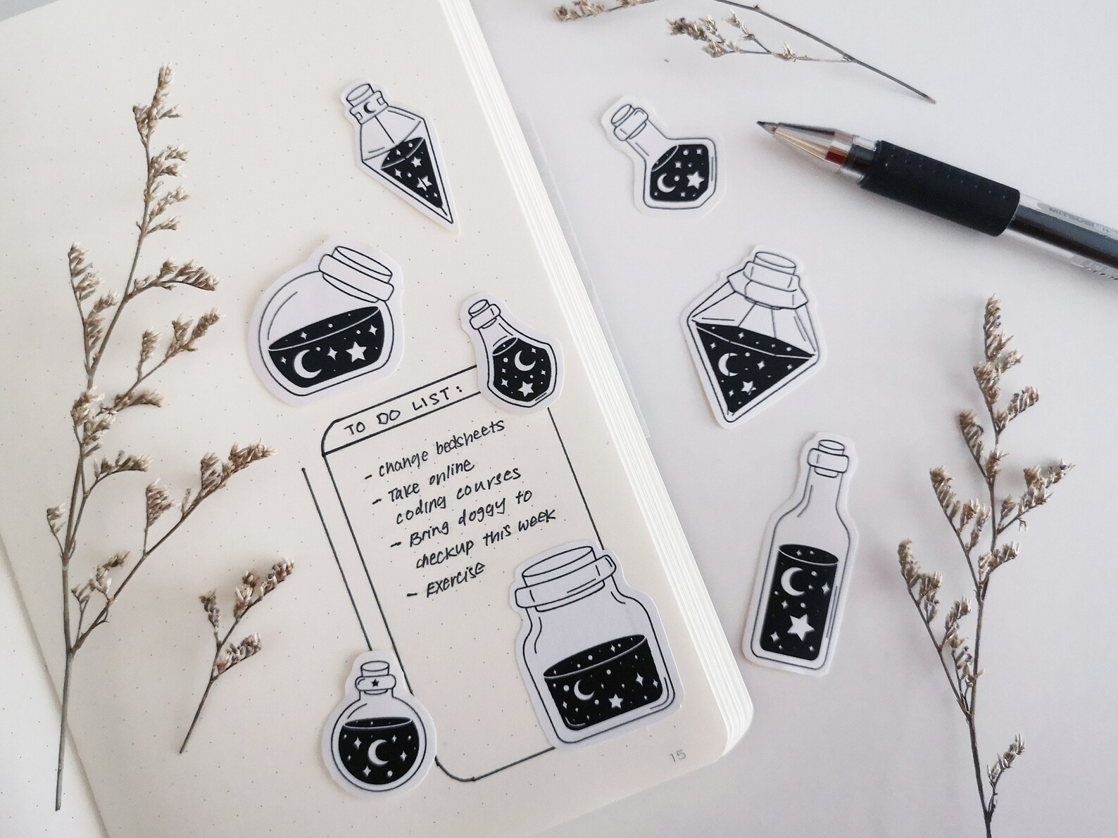Galaxy Jars Stickers / Night Sky Bottles - Bullet Journaling Stickers ...