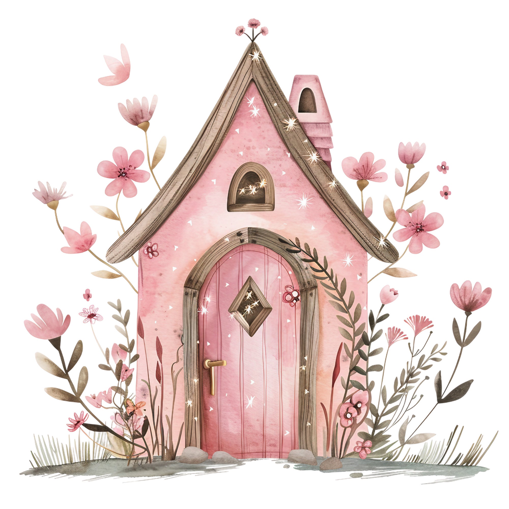 Fairy Houses Fairy Doors Clipart Watercolor Fairy House Fairy Garden ...