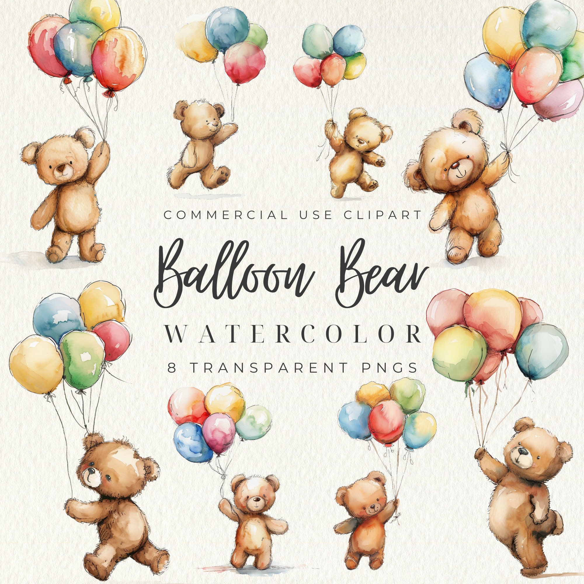Teddy Bear Clipart Pack Baby Shower Nursery Cute Bear Birthday ...