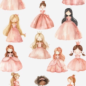 Princess Clipart Watercolor Pink Princess Fairytale Clipart for ...