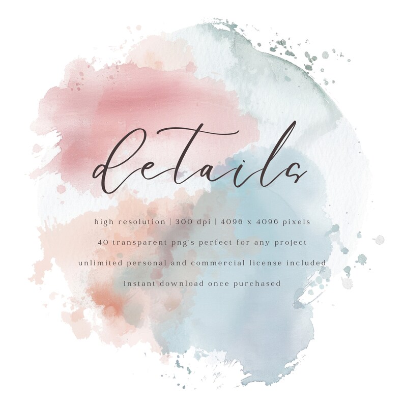 Pastel Watercolor Clipart, Abstract Watercolor Digital Clipart ...