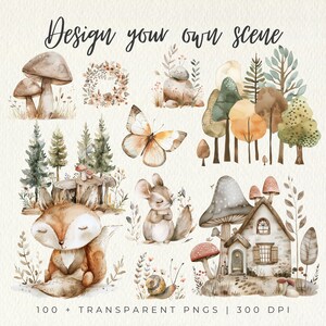 Boho Woodland Animals Clipart Watercolor Bundle Cute Forest Clipart ...